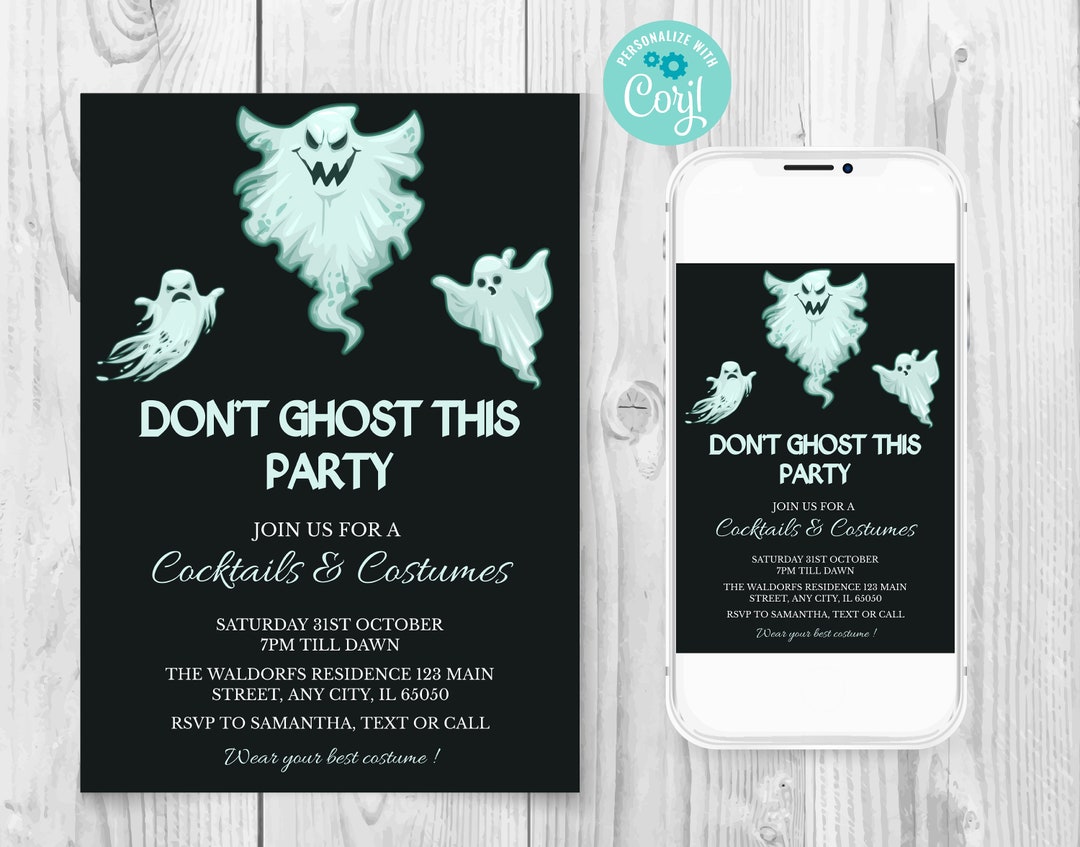 Ghost Halloween Party Invitation, Halloween Costume Party Invite, Don't ...