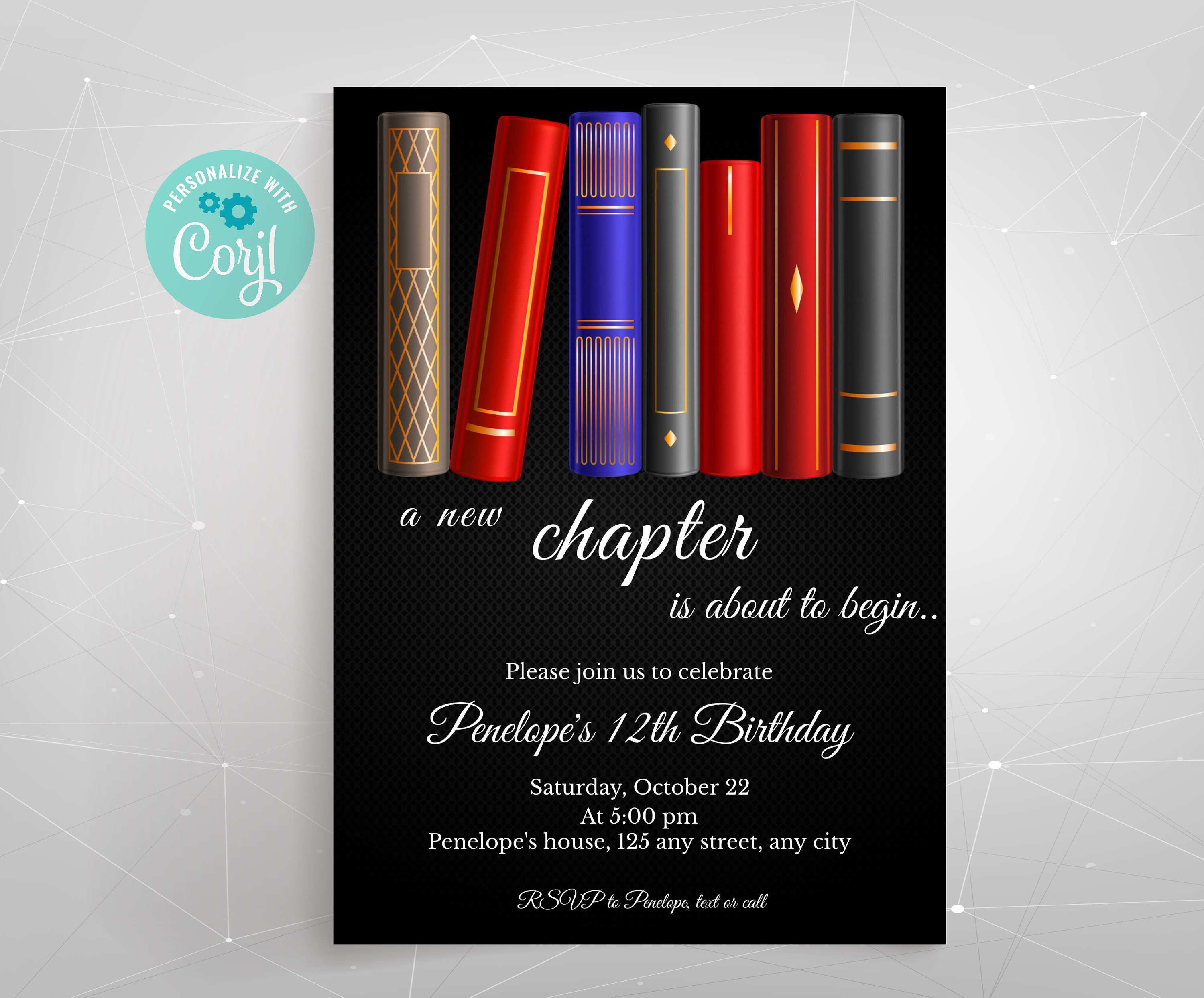 Editable New Chapter Birthday Party Invitation, Electronic Storybook ...