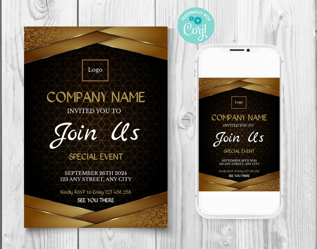 Gold Business Special Event Invitation Template, Company Any Event ...