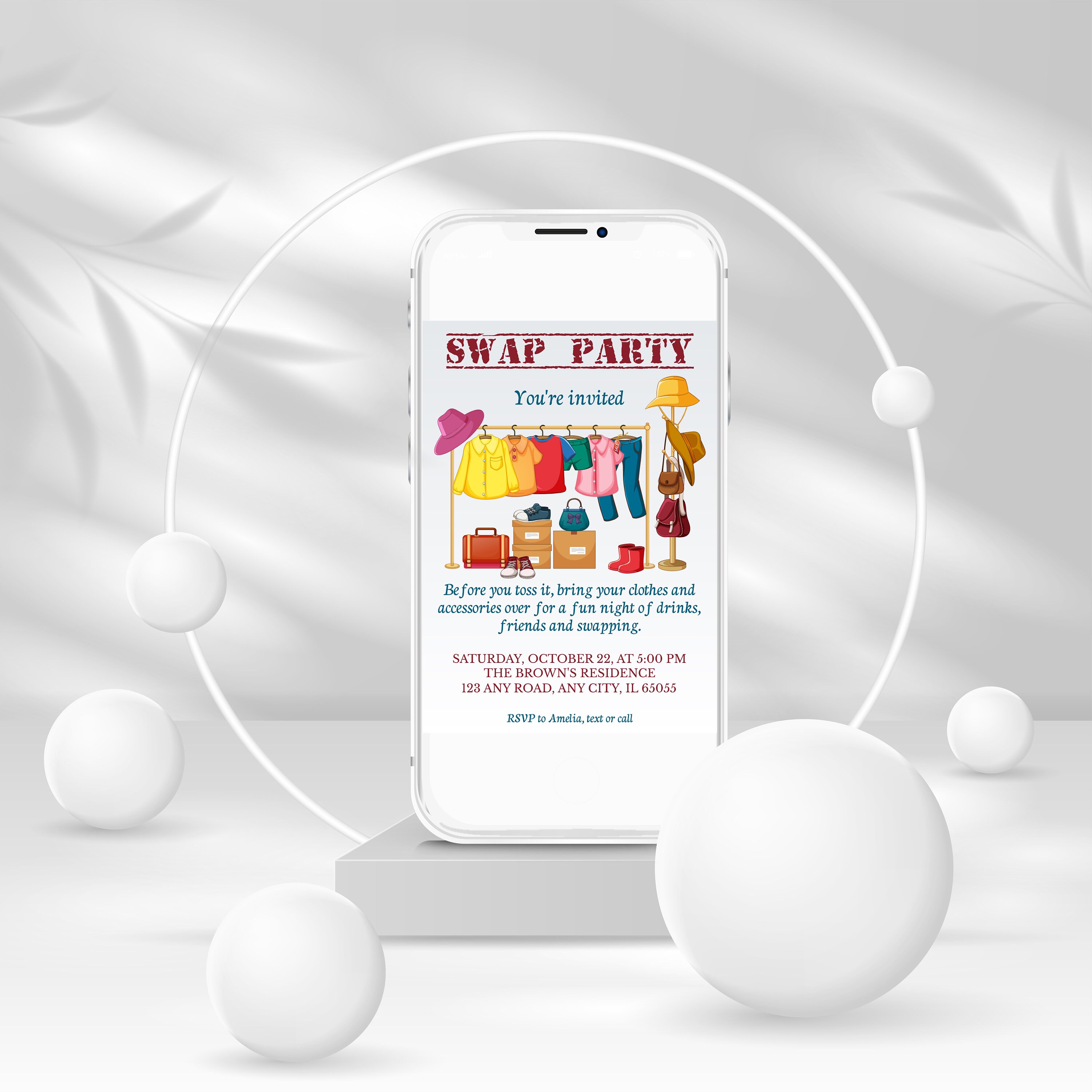 Editable Clothing Swap Party Invitation, Clothing Swap Party Social ...