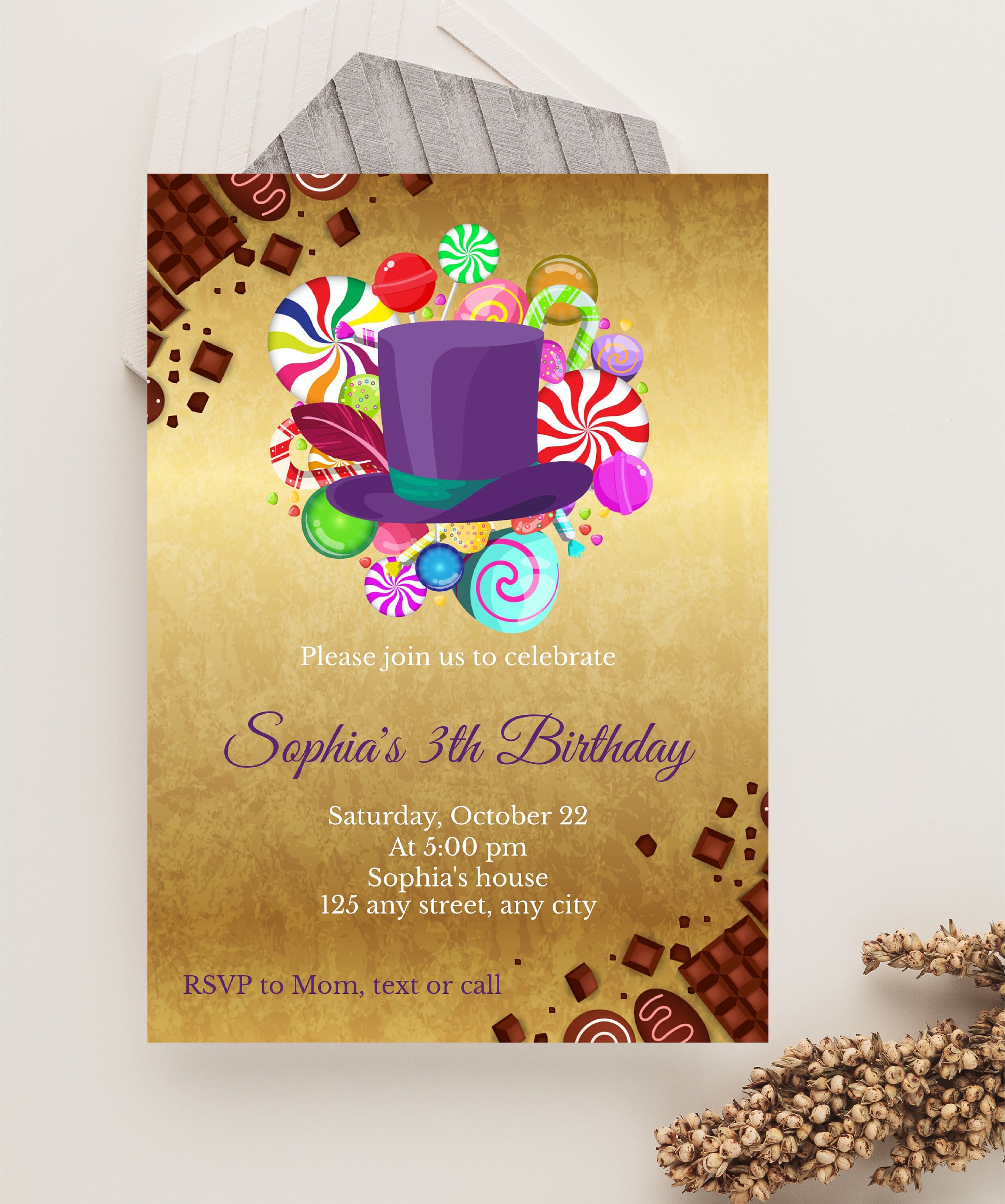 Chocolate Factory Birthday Invitation, Golden Ticket Birthday ...