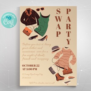 Editable Clothing Swap Party Invitation, Clothing Swap Party Social ...