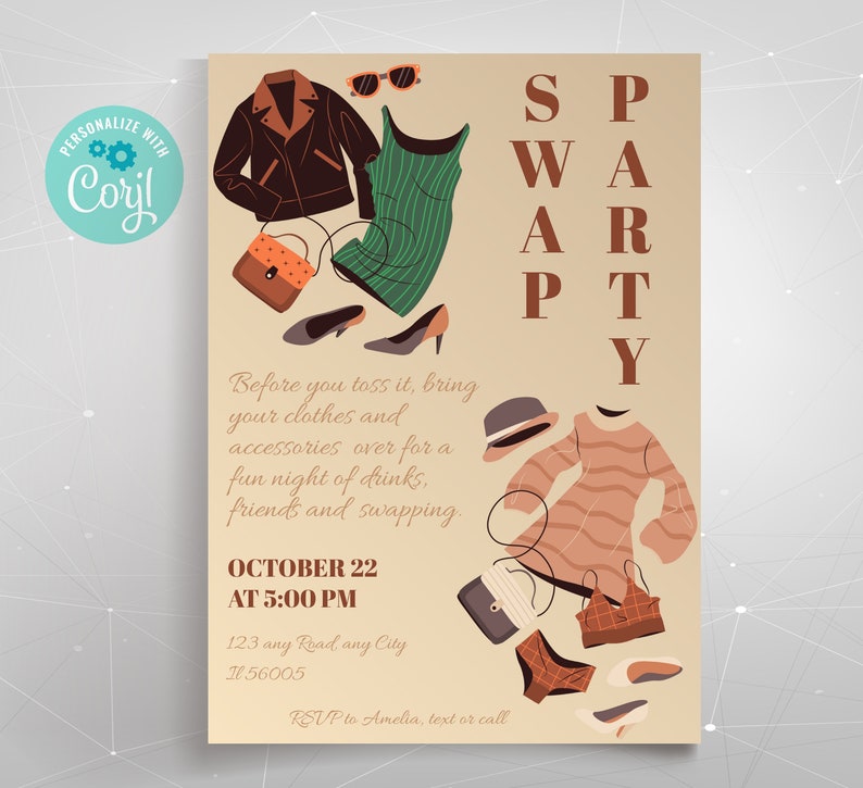 Editable Clothing Swap Party Invitation, Clothing Swap Party Social ...