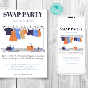Editable Clothing Swap Party Invitation, Clothing Swap Party Social ...
