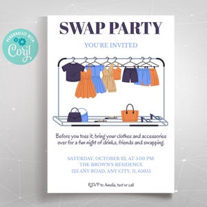 Editable Clothing Swap Party Invitation, Clothing Swap Party Social ...