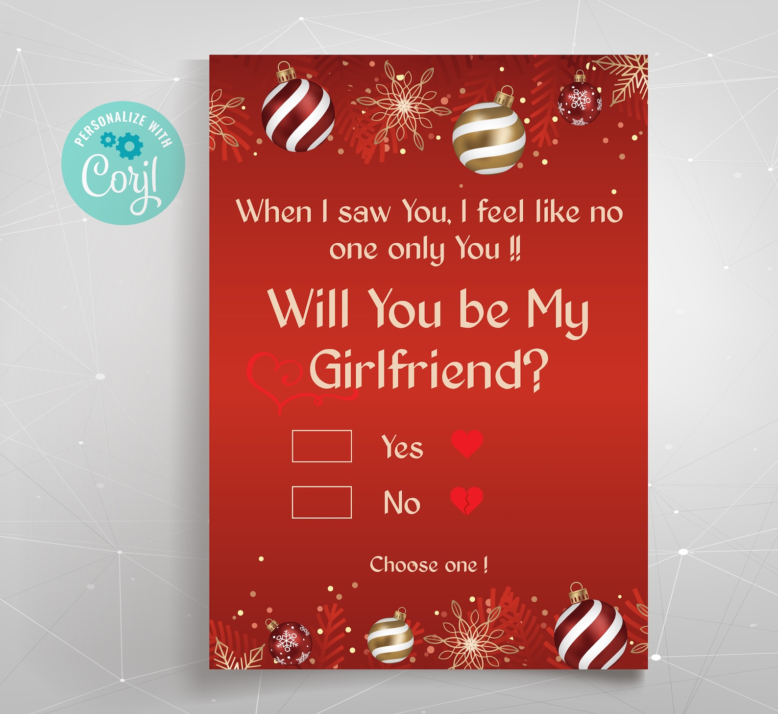 Editable Christmas Girlfriend Proposal Card Template, Will You Be My ...