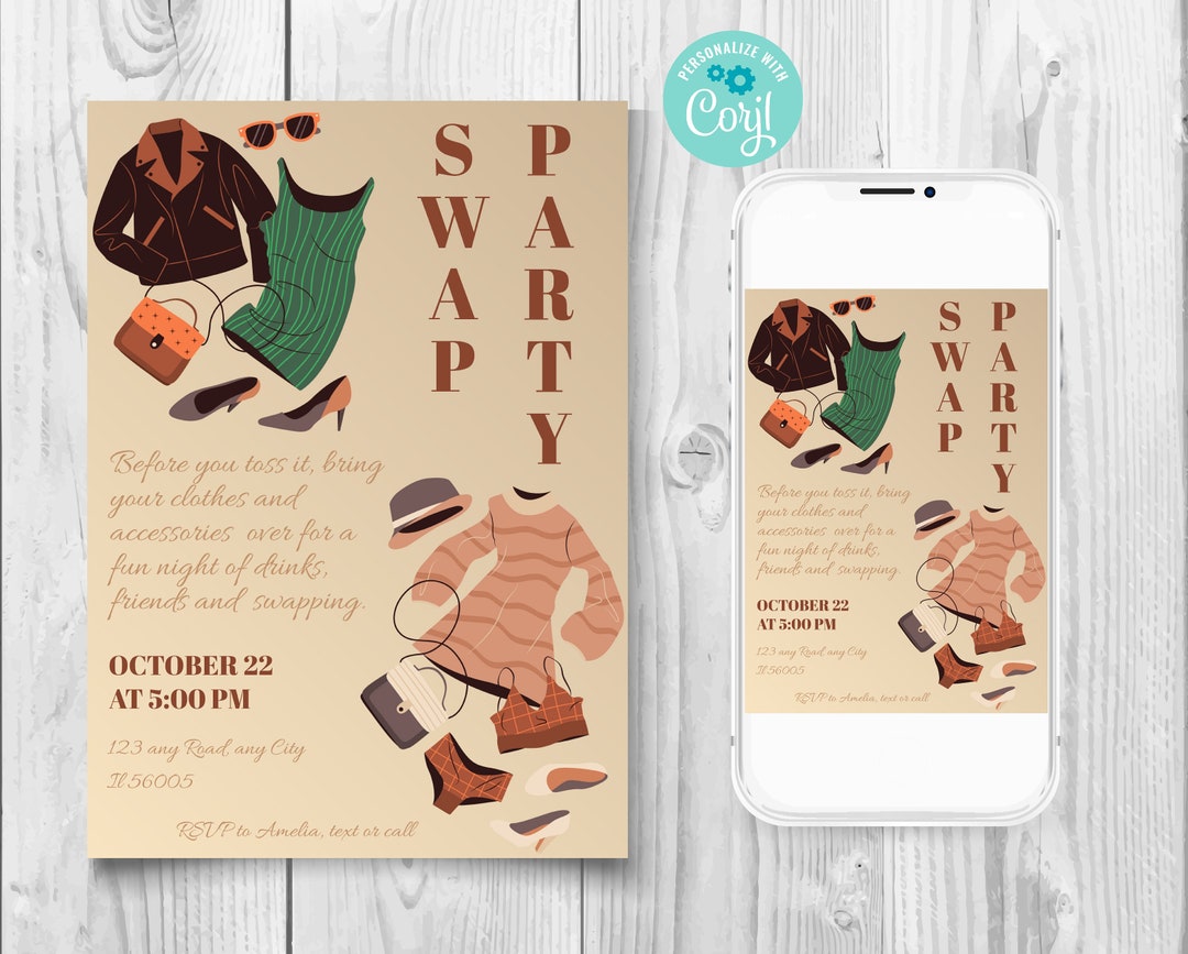Editable Clothing Swap Party Invitation, Clothing Swap Party Social ...