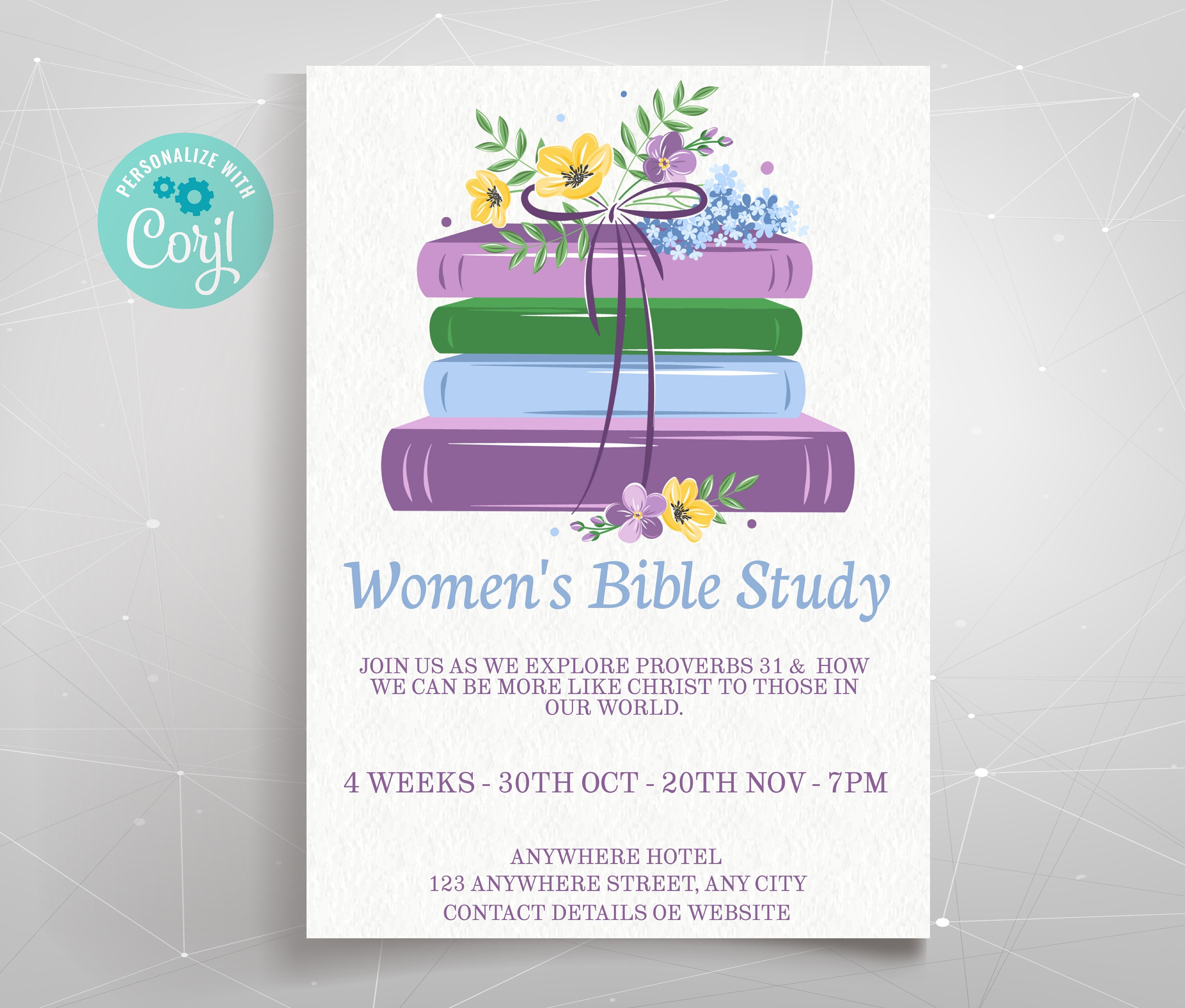 Purple Women’s Bible Study Invitation, Women’s Bible Study Flyer ...