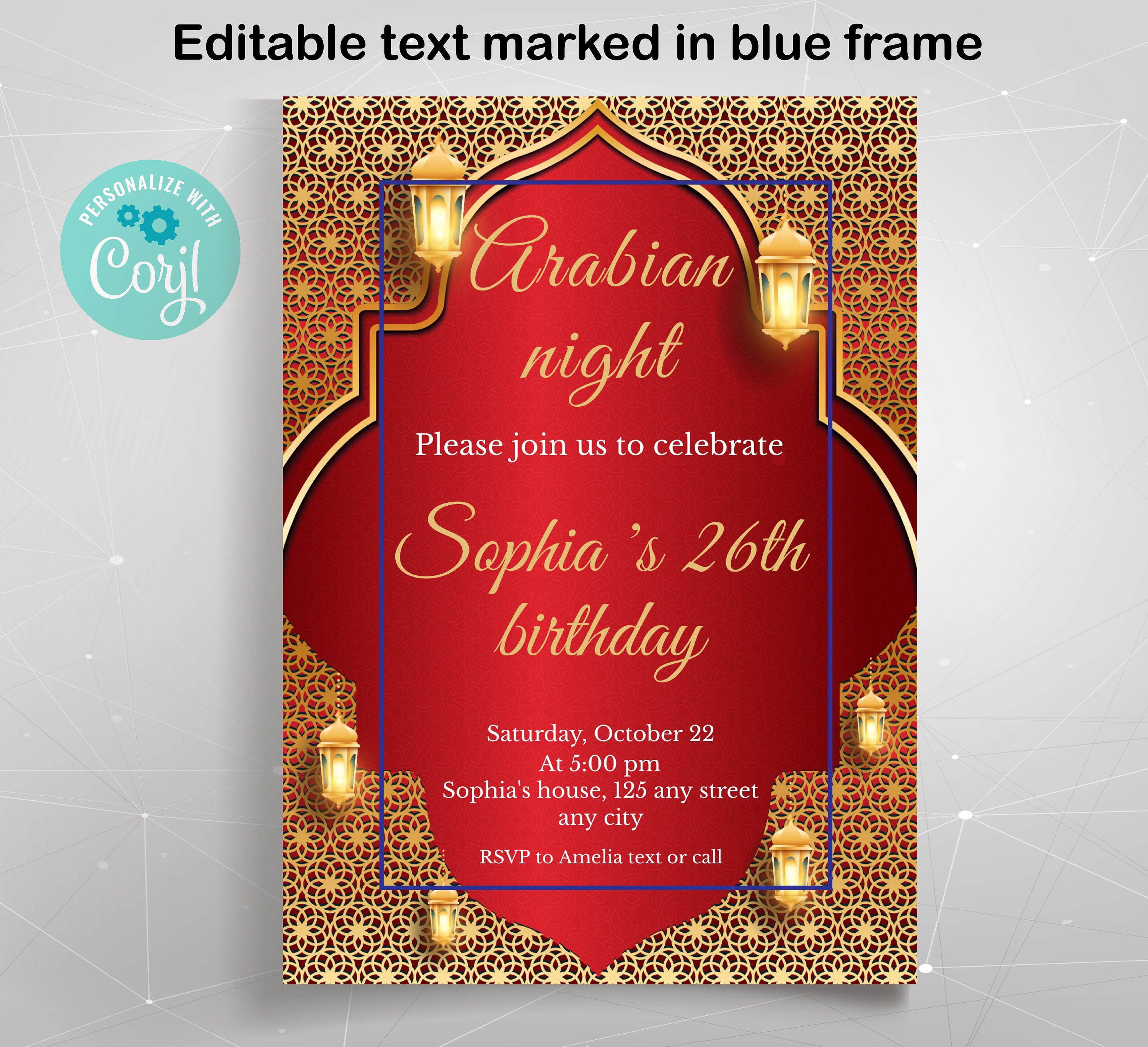 Moroccan Invitation, Arabian Nights Invitation, Moroccan Birthday ...