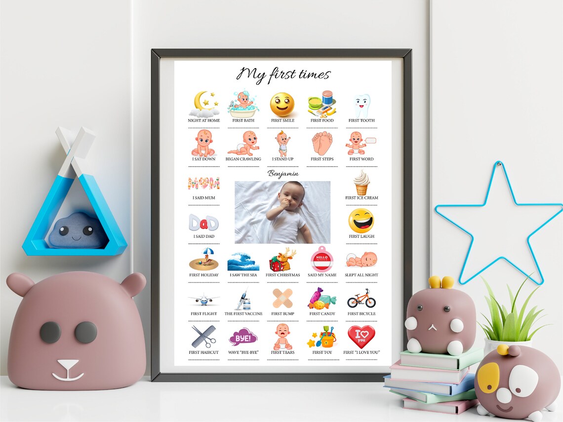 My First Times Baby Poster, Baby Birth Poster, Birth Gift Idea, Baby ...