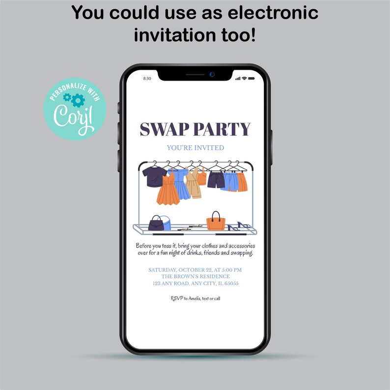 Editable Clothing Swap Party Invitation, Clothing Swap Party Social ...