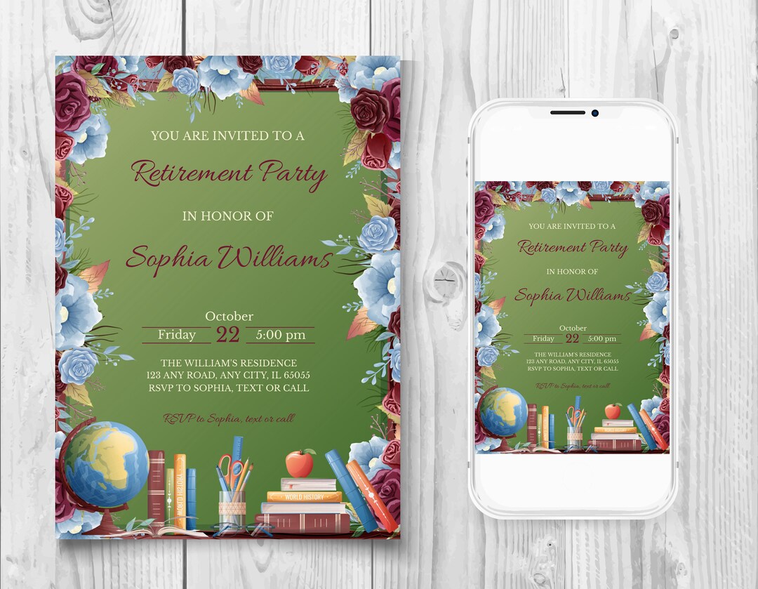 Teacher Retirement Party Invitation, Principal Retirement Invite ...