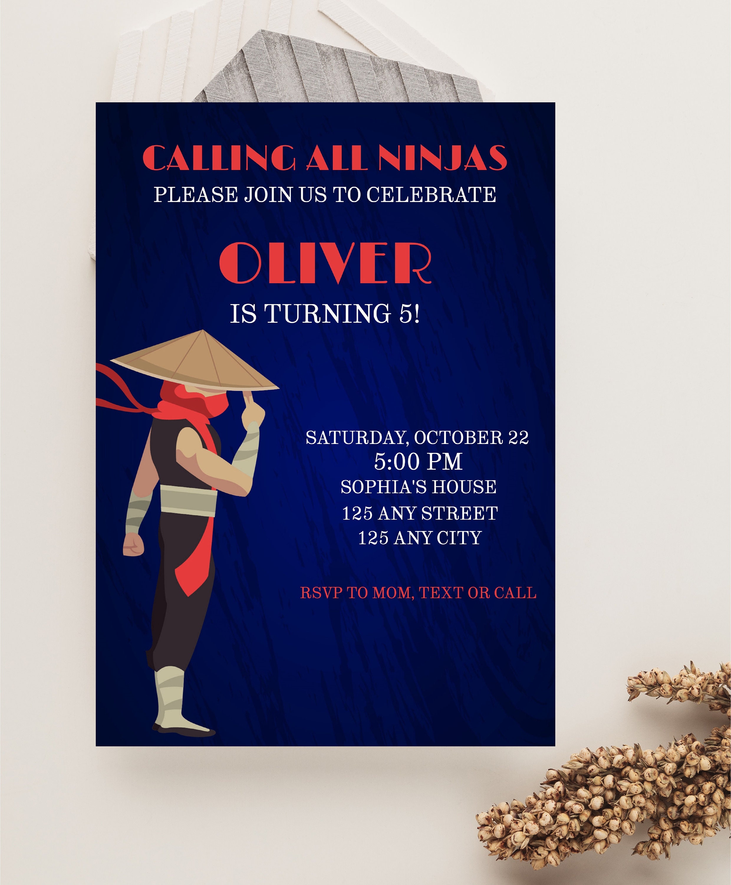 Editable Calling All Ninjas Birthday Party Invitation, Electronic Ninja ...