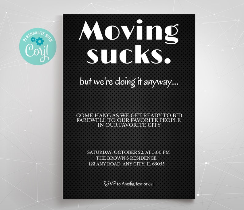 Editable Funny Moving Invitation, Sarcastic Goodbye Party, Going Away ...