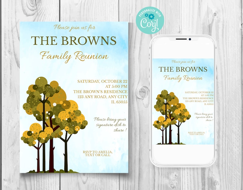Green Tree Family Reunion Invitation, Family Tree Reunion Invitation ...