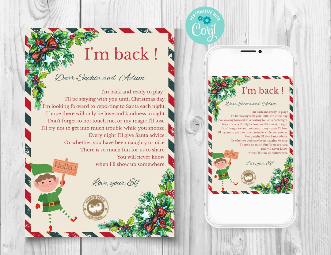 Carta de llegada de elfo editable, carta de regreso de elfo de Navidad ... Carta de llegada de elfo editable, carta de regreso de elfo de Navidad ...