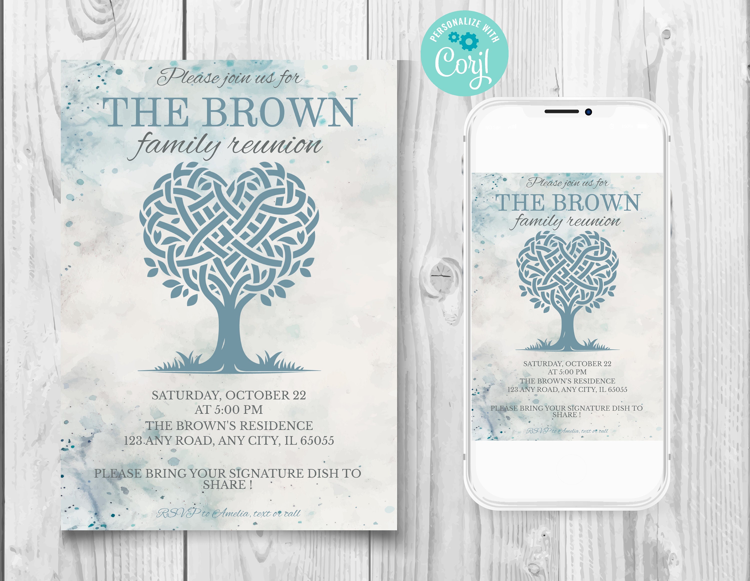 Love Tree Family Reunion Invitation, Family Tree Reunion Invitation ...