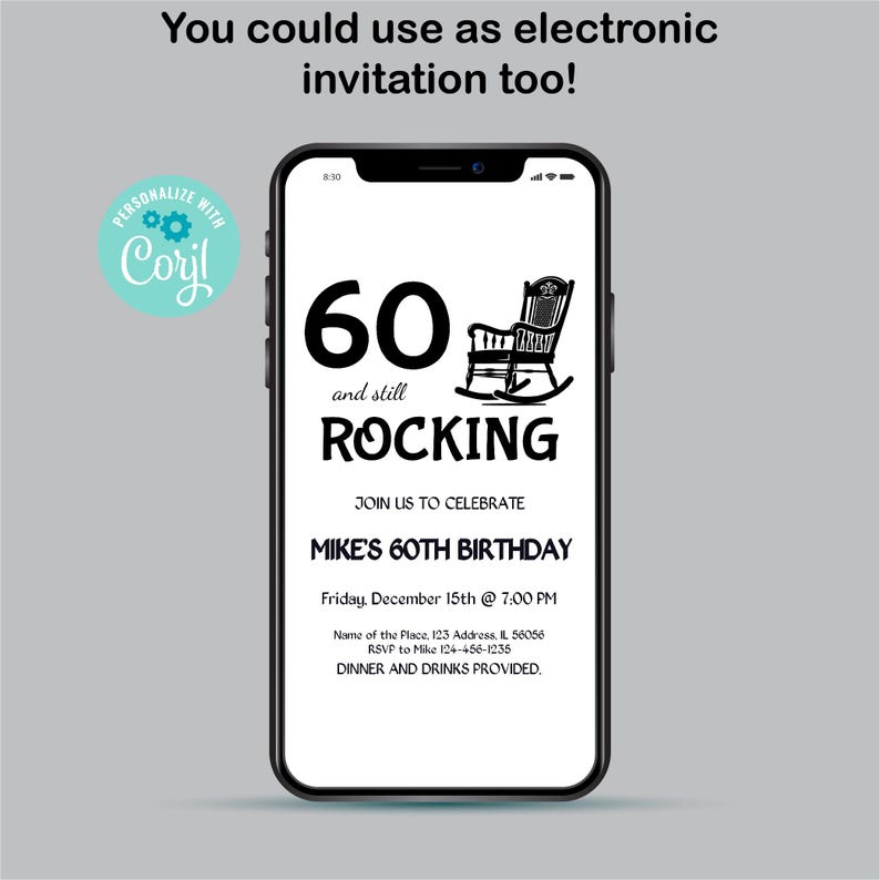 60th and Still Rocking Birthday Invitation, Funny Rocking Chair ...