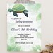 Turtley Awesome Birthday Party Invitation, Green Turtle Birthday ...