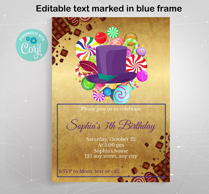 Chocolate Factory Birthday Invitation, Golden Ticket Birthday ...