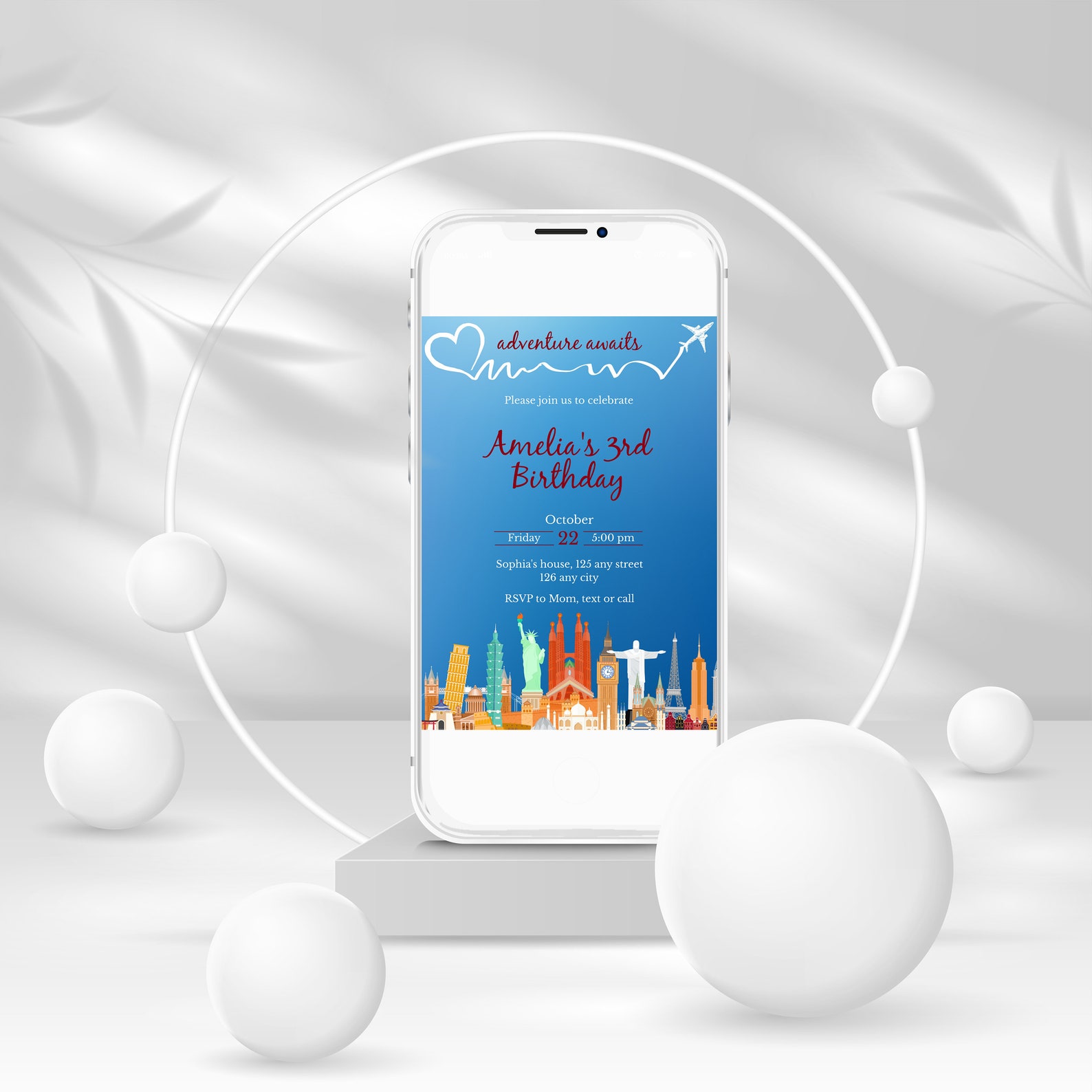 Travel Birthday Invitation, Adventure Awaits Birthday Invitation, World ...