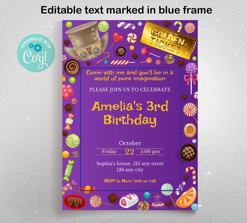 Chocolate Factory Birthday Invitation, Golden Ticket Birthday ...