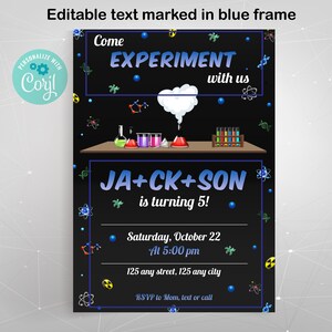 Editable Science Birthday Party Invitation, Kids Science Party Invite ...