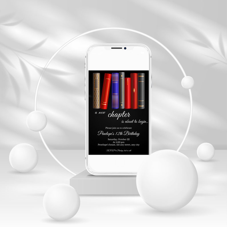 Editable New Chapter Birthday Party Invitation, Electronic Storybook ...