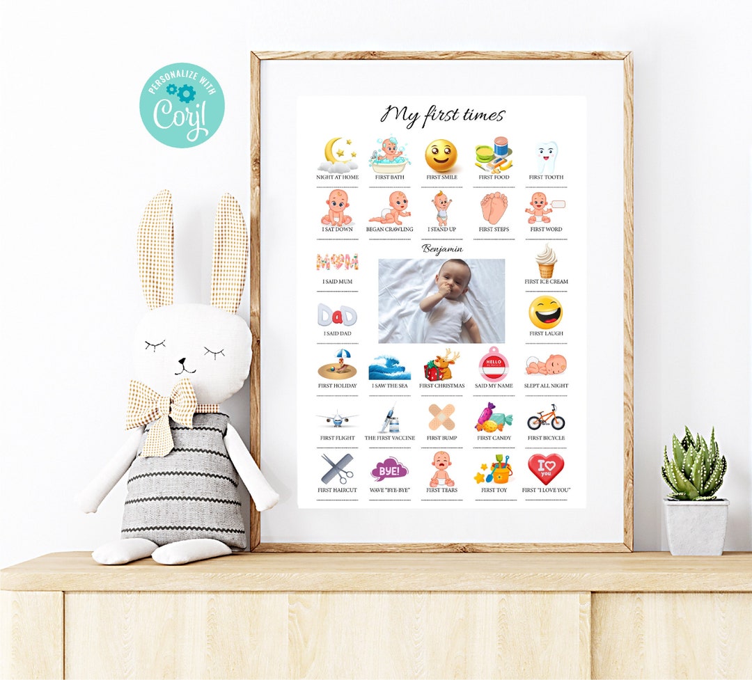 My First Times Baby Poster, Baby Birth Poster, Birth Gift Idea, Baby ...