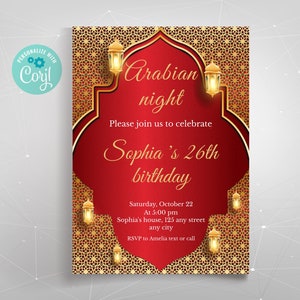 Moroccan Invitation, Arabian Nights Invitation, Moroccan Birthday ...