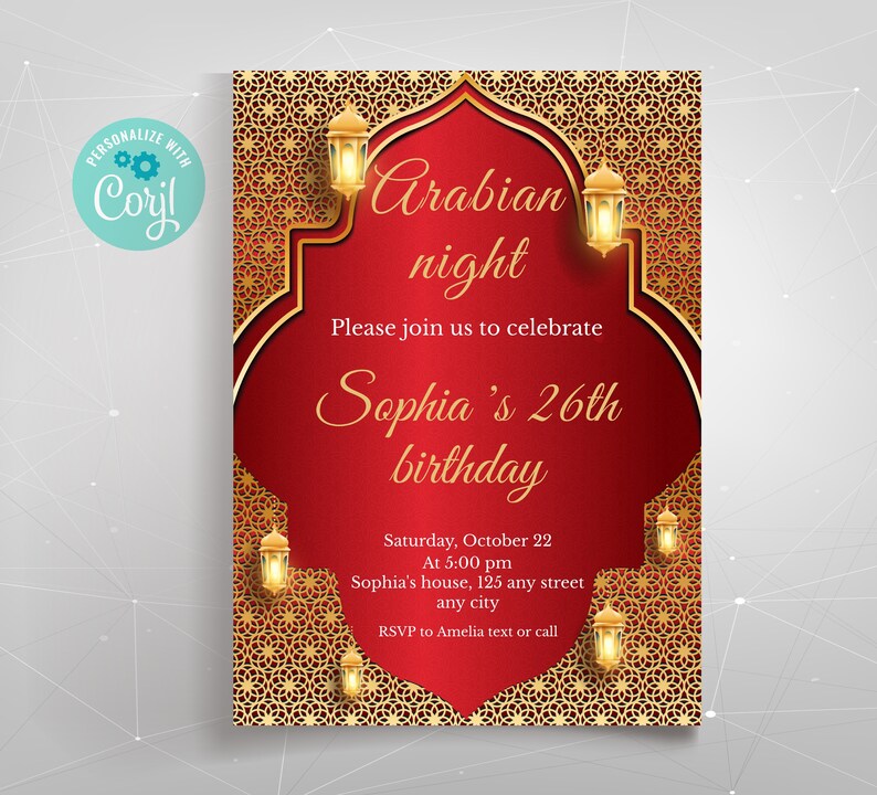 Moroccan Invitation, Arabian Nights Invitation, Moroccan Birthday ...