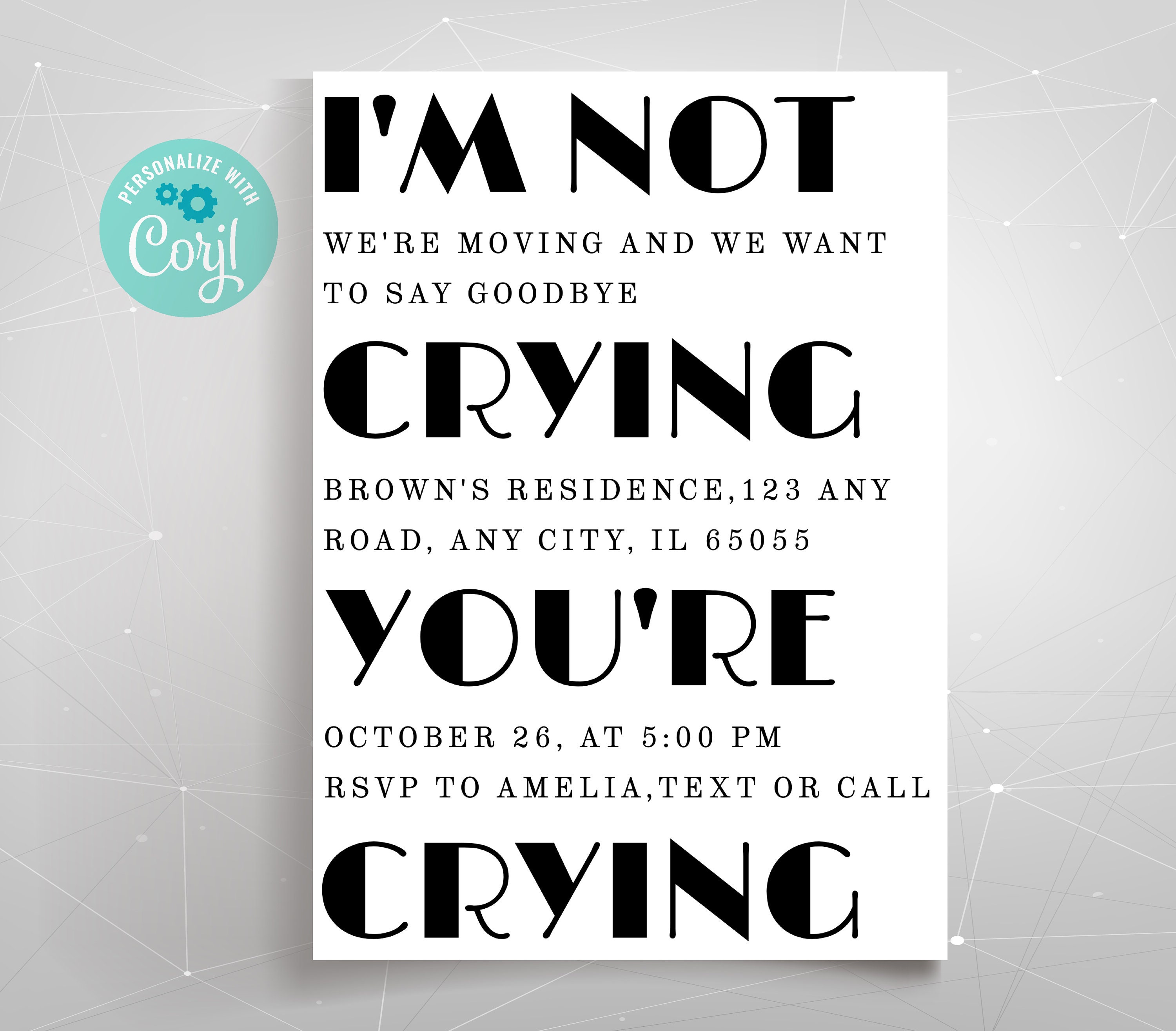 Funny Farewell Party Invitation, We're Moving Invitation, Funny Goodbye ...