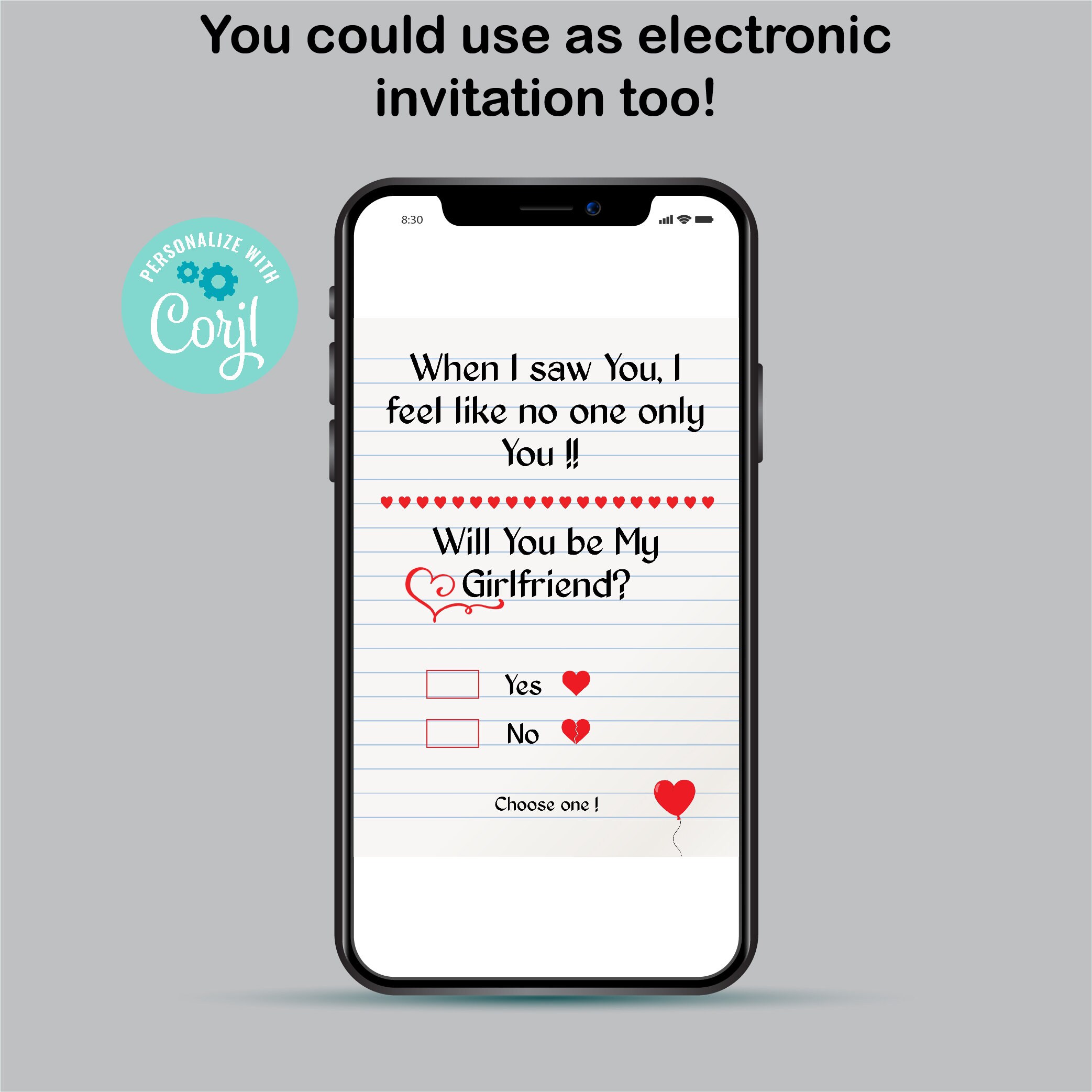 Editable Girlfriend Proposal Card Template, Will You Be My Girlfriend ...