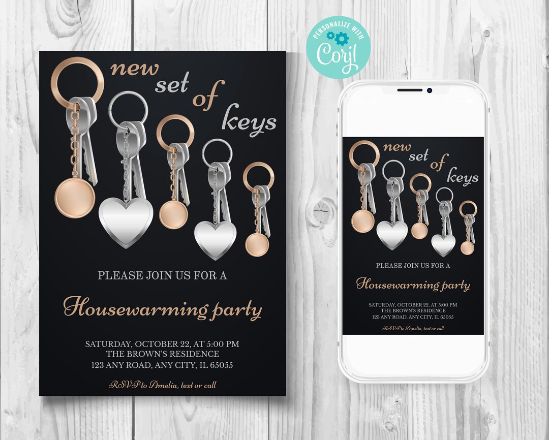 New Set of Keys Housewarming Invitation, Moving Announcement Card, New ...