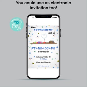 Editable Science Experiment Birthday Party Invitation, Electronic Black ...