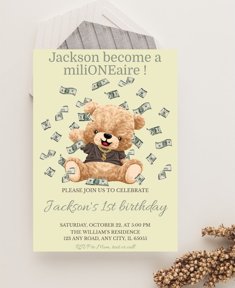 Money Themed Birthday Party Invitation, Dollars Birthday Invite, Cash ...