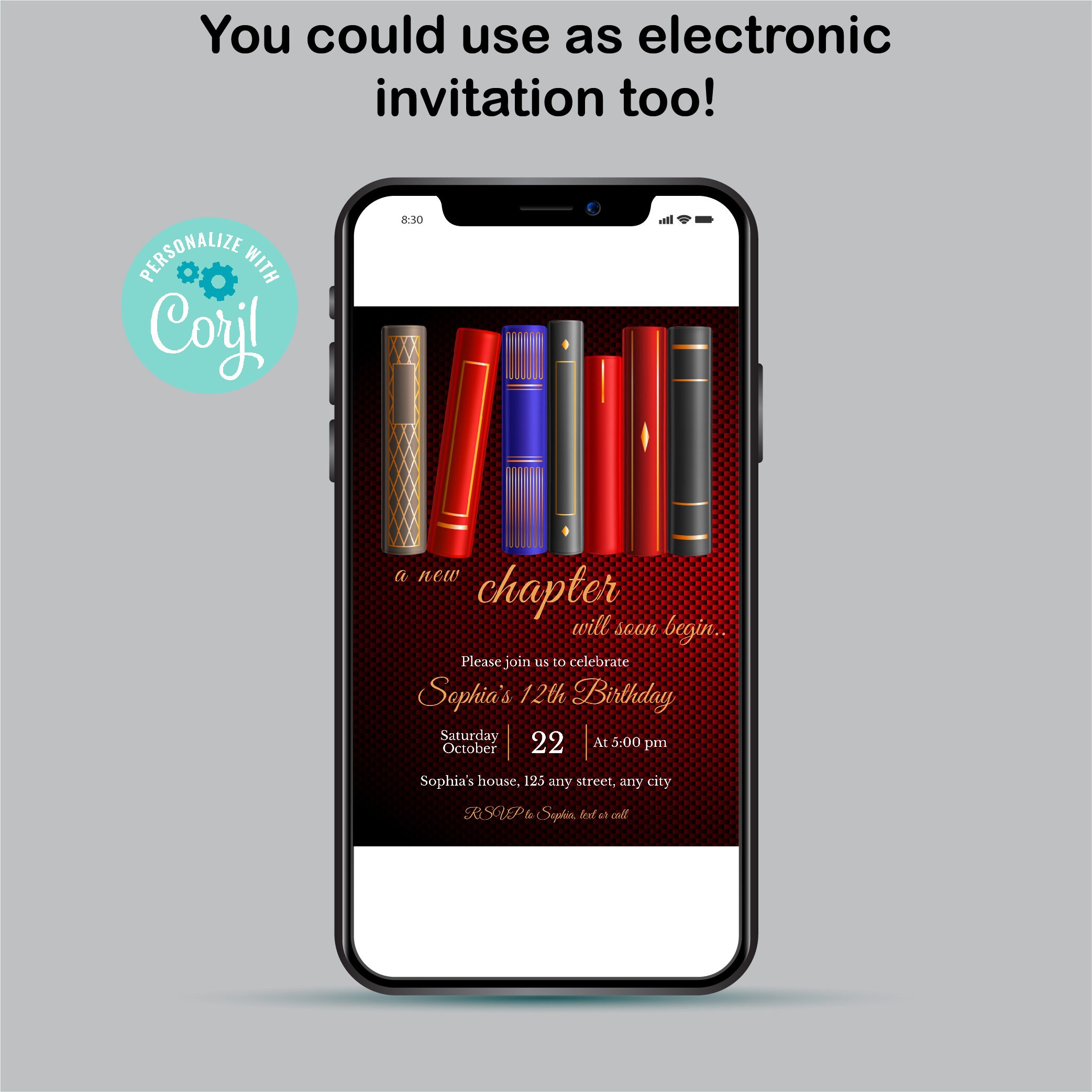 Editable New Chapter Birthday Party Invitation, Electronic Storybook ...