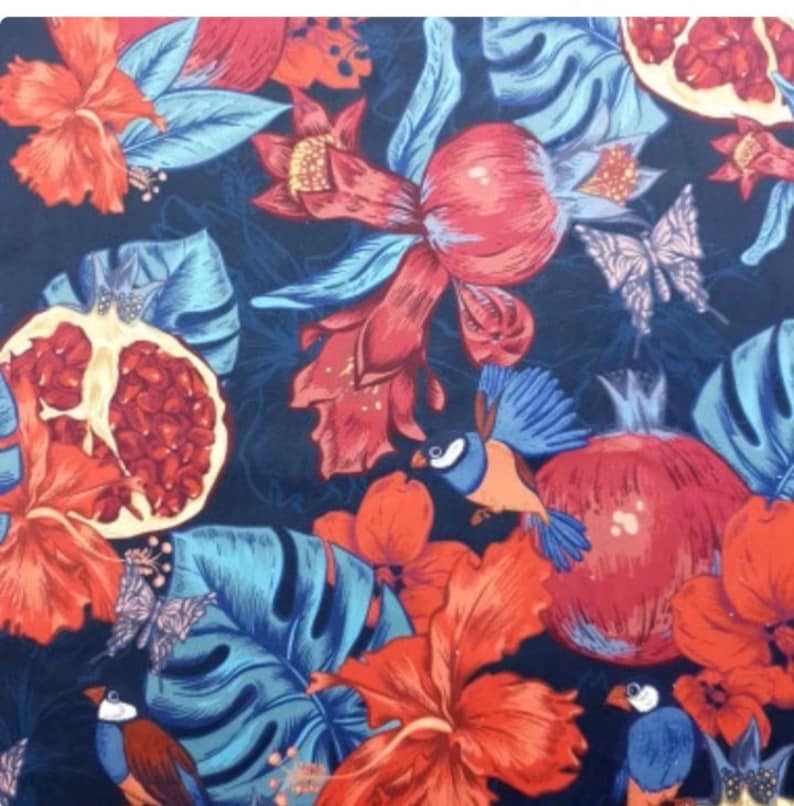 Upholstery Soft Velvet Blue Floral Fabric Suitable for Crafts Curtain ...
