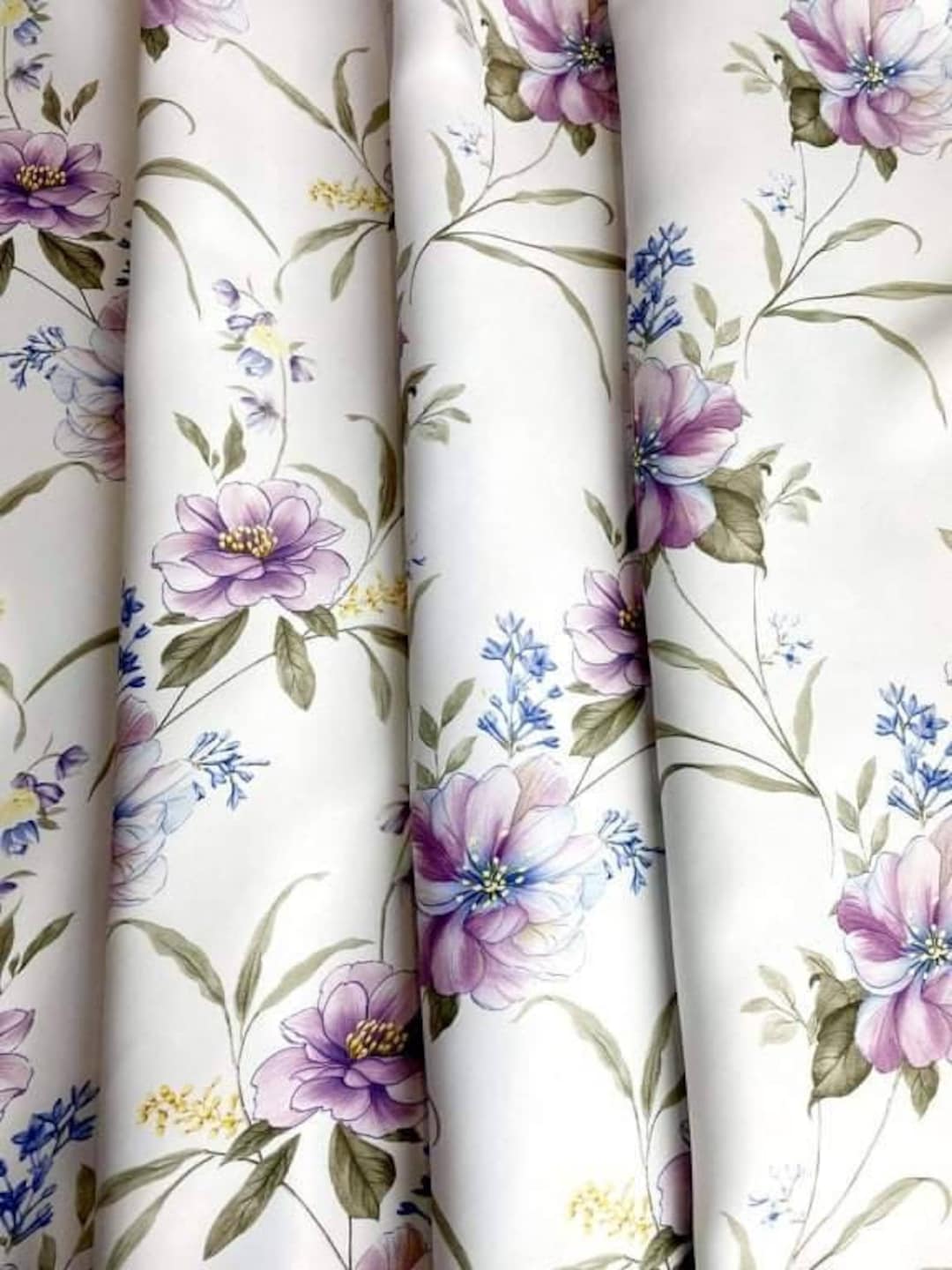 Summer Jacquard, Violet Floral Fabric, Suitable for Curtain Drapes ...