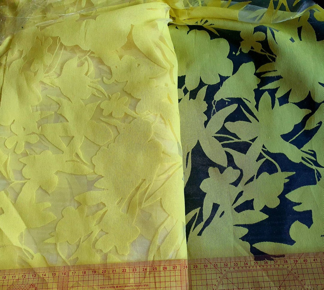 Yellow Floral Chiffon , Best Fabric for Crafts Blouses, Floral Yellow ...