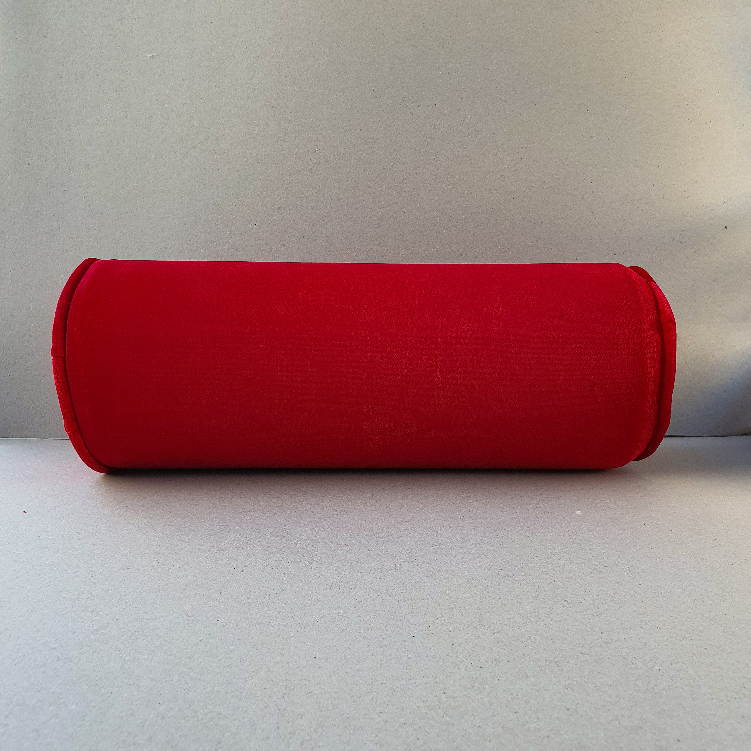 High Quality Red Velvet, Red Bolster Pillow, Decorative Button, Pipping ...