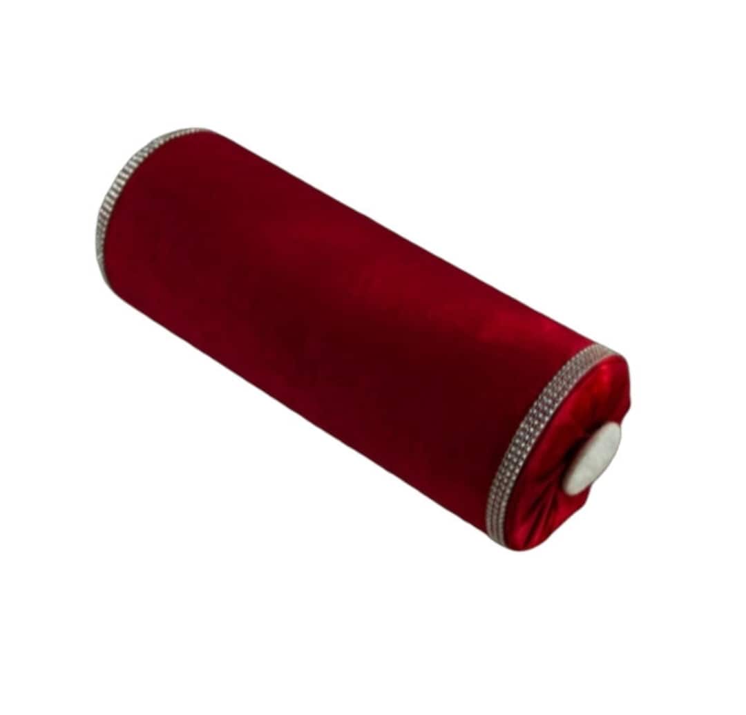 Decorative Bolster Red Velvet Pillow, Decorative Button, Glamour ...