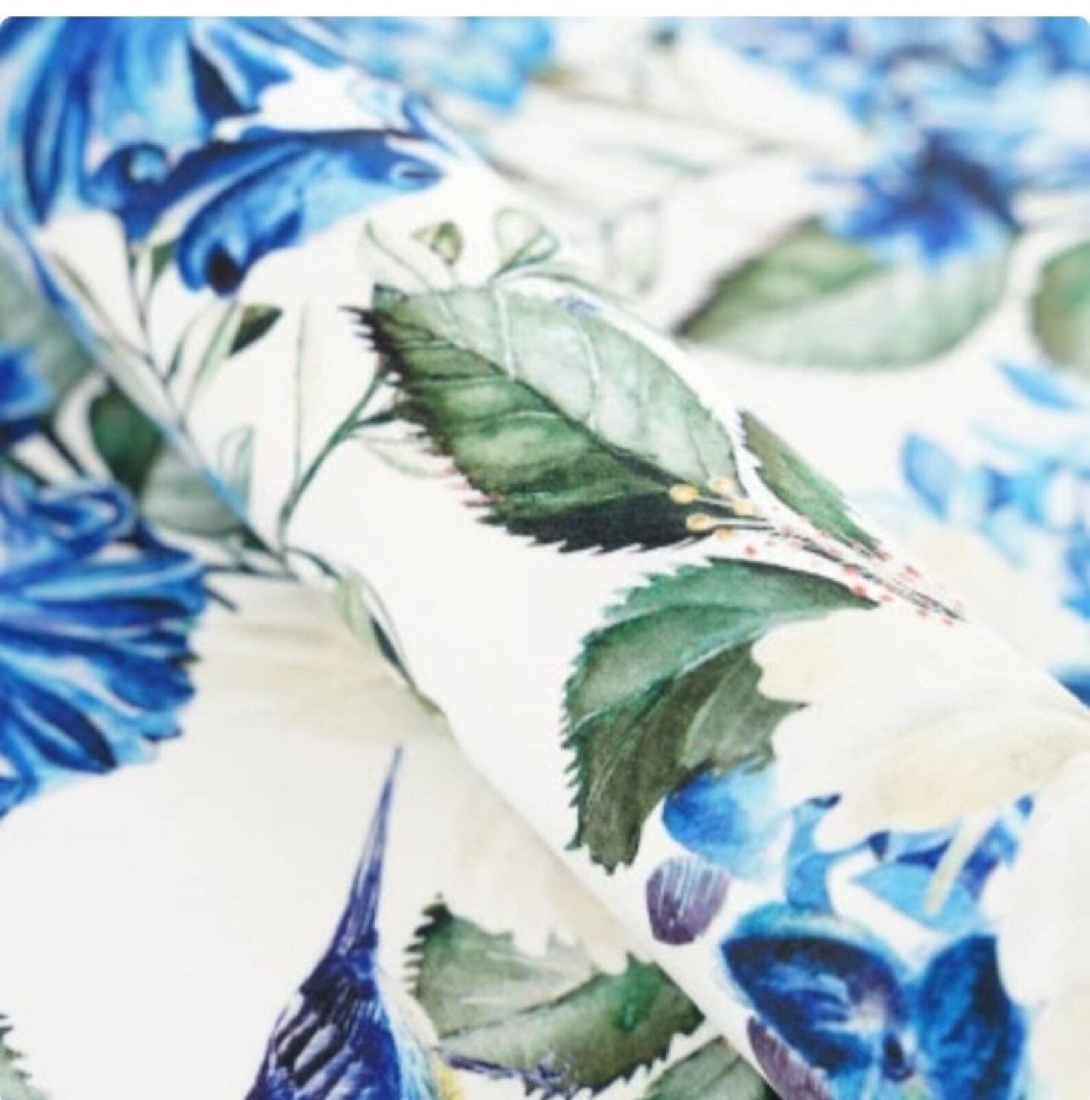 Upholstery Soft Velvet White Blue Flower, Suitable for Curtain, Drapes ...