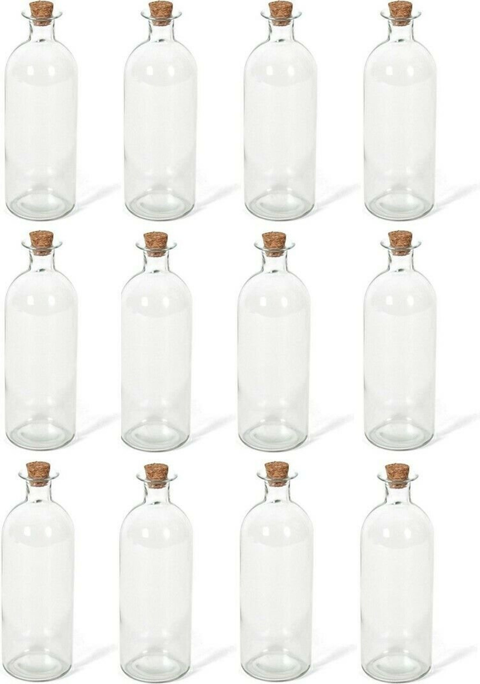 Set Of 6 Large Round Glass Bottles And Cork Clear Perfume Liquor Etsy