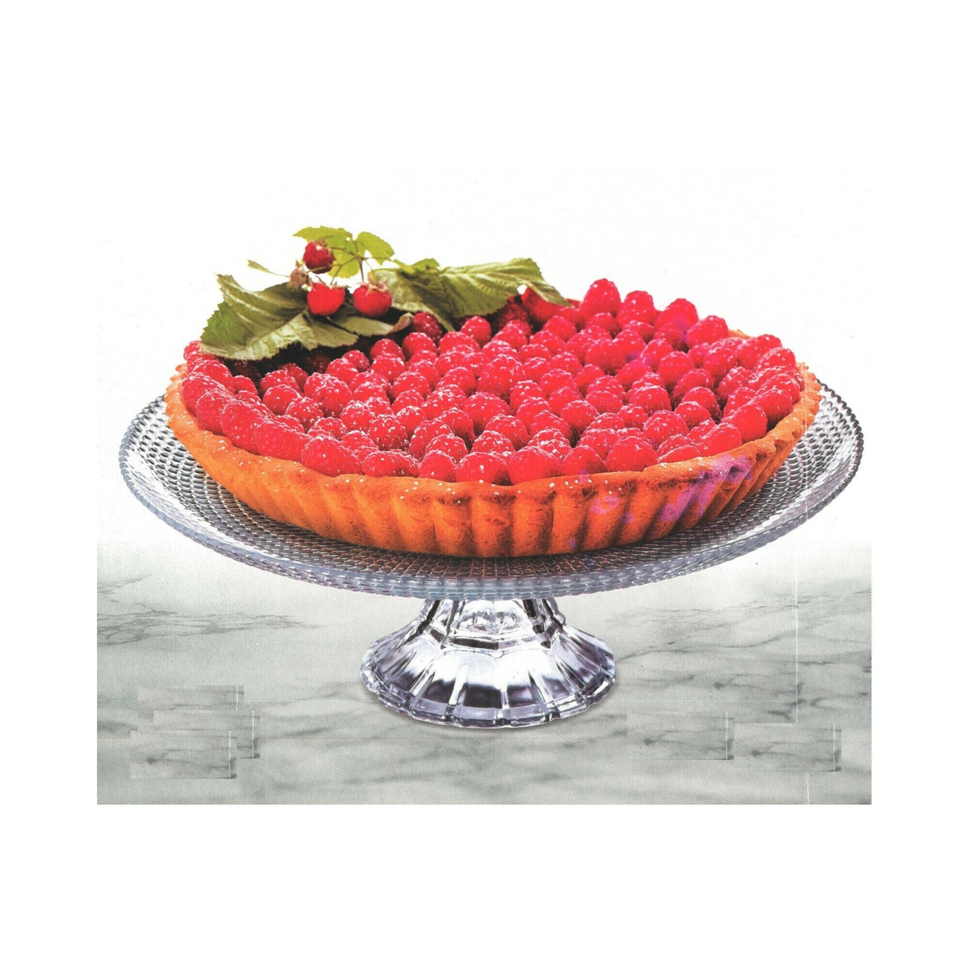 Large 27cm Glass Cake Stand On Pedestal Fruit Plate Centerpiece Raised ...