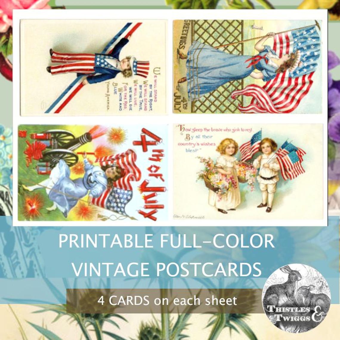 PATRIOTIC 4th of July Digital Download 300 Ppi Patriotic Vintage ...