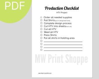 Production Checklist - Etsy