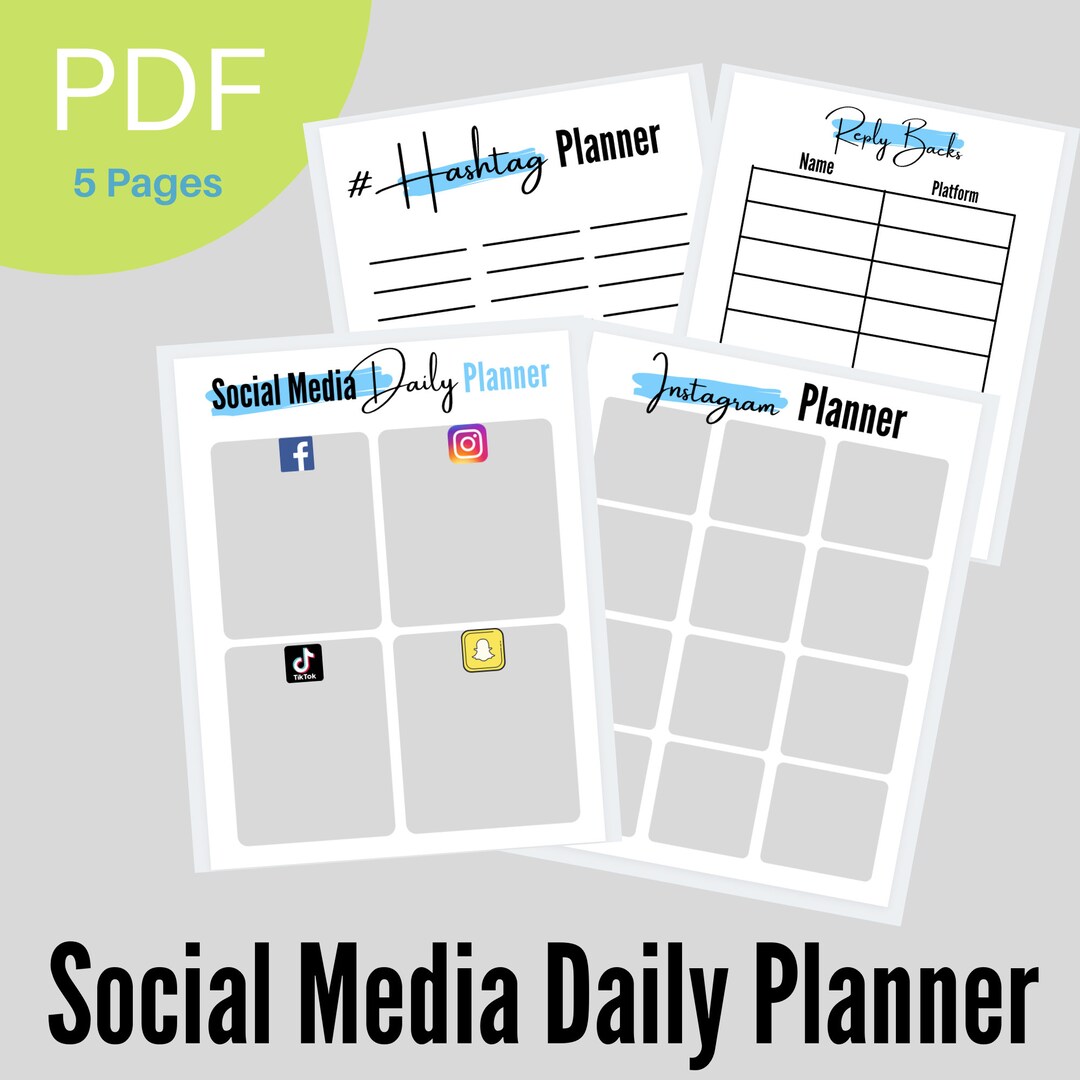 Social Media Daily Planner Printable Daily Planner Printable Business ...