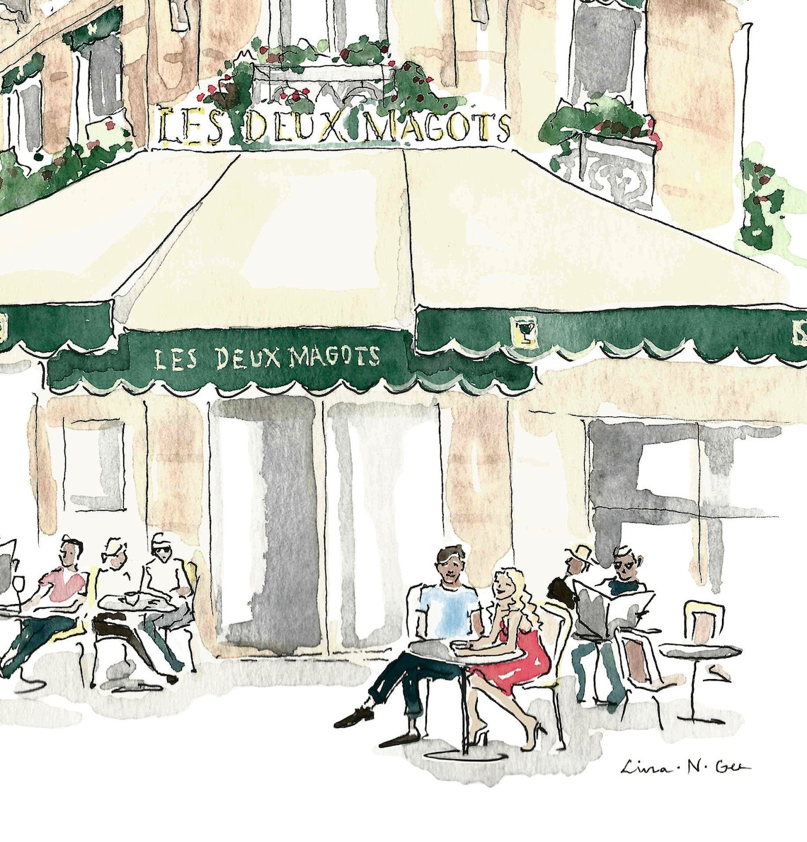 Print: Les Deux Magots - Etsy