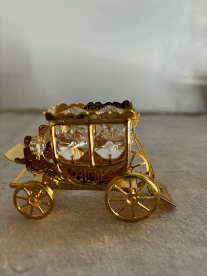 Vintage 24k Gold Plated Stagecoach With Austrian Crystals - Etsy